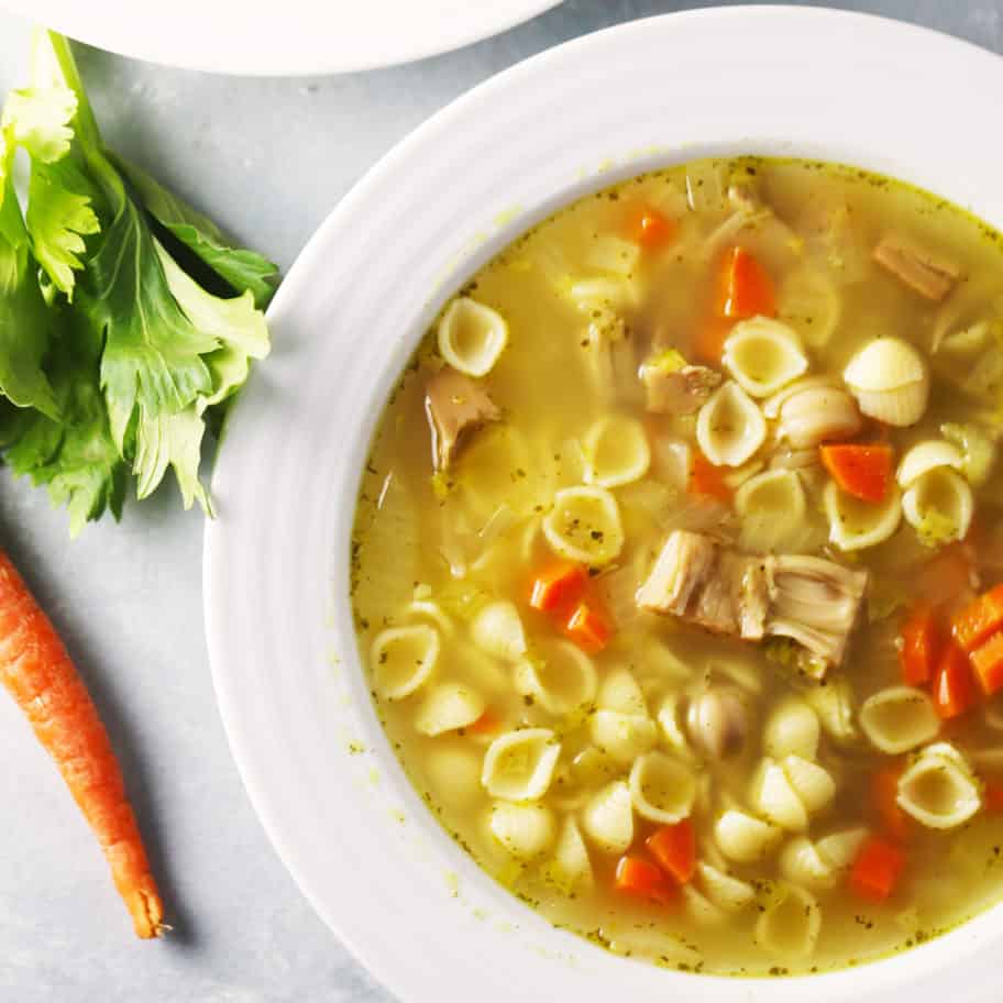 Jackfruit (not chicken) noodle soup | One Bite Vegan