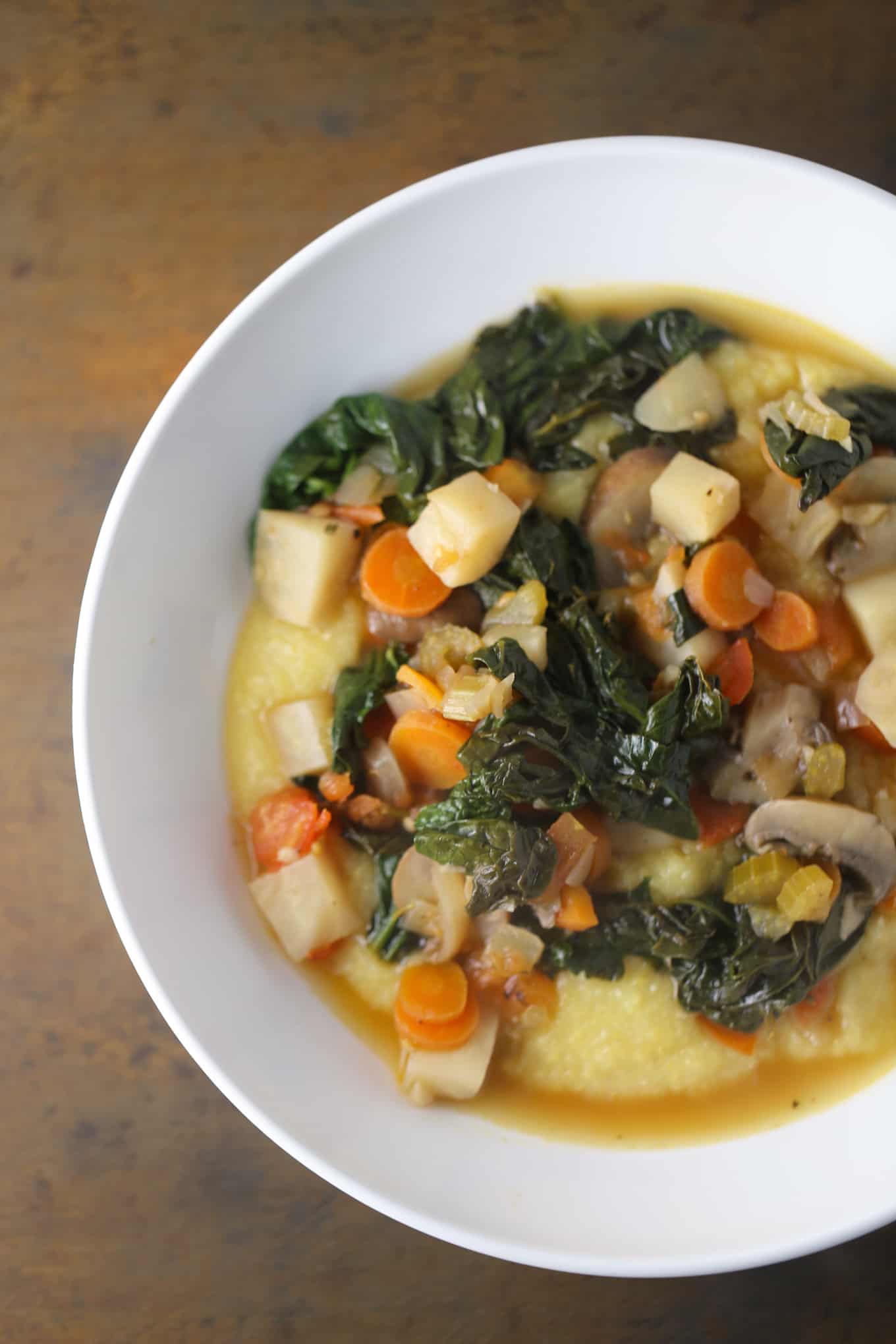 Mushroom, Celery Root, and Spinach Ragu | One Bite Vegan